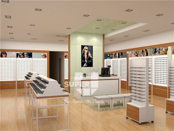 Wood Retail Optical Store Design - One-Stop Eyeglasses Display Solution