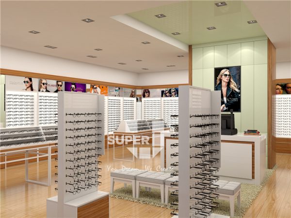 Wood Retail Optical Store Design - One-Stop Eyeglasses Display Solution