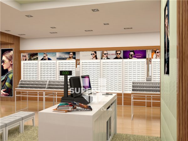 Wood Retail Optical Store Design - One-Stop Eyeglasses Display Solution