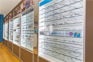 Locking Sunglass Display Wall with Storage Drawers and Lights ...